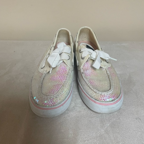 Sperry | Shoes | Sperry Pink And White Sequins Slip On Shoes Size 65 ...